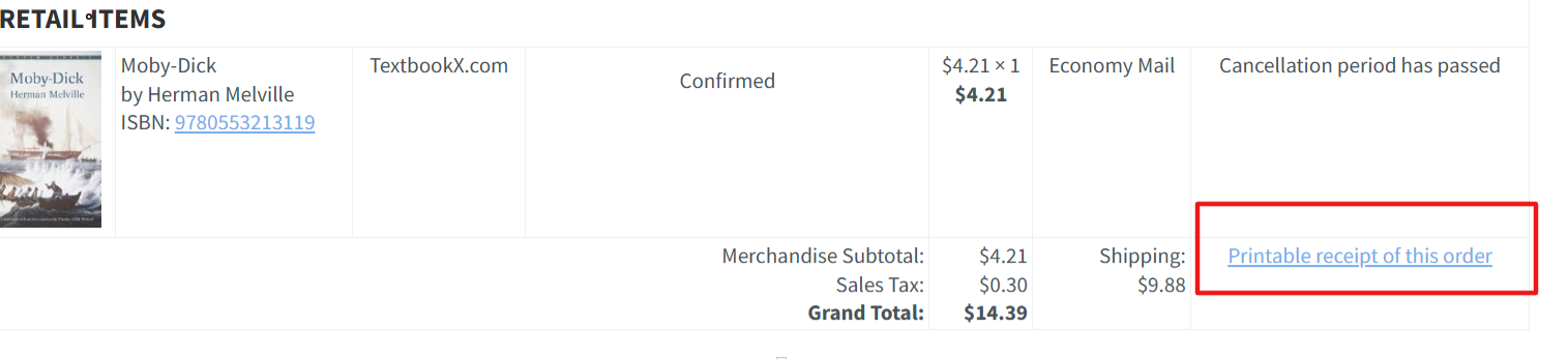 Receipt Requests – TextbookX